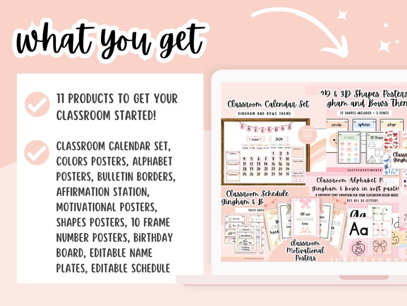 Gingham and Bows Classroom Decor Bundle (digital Download) - Etsy