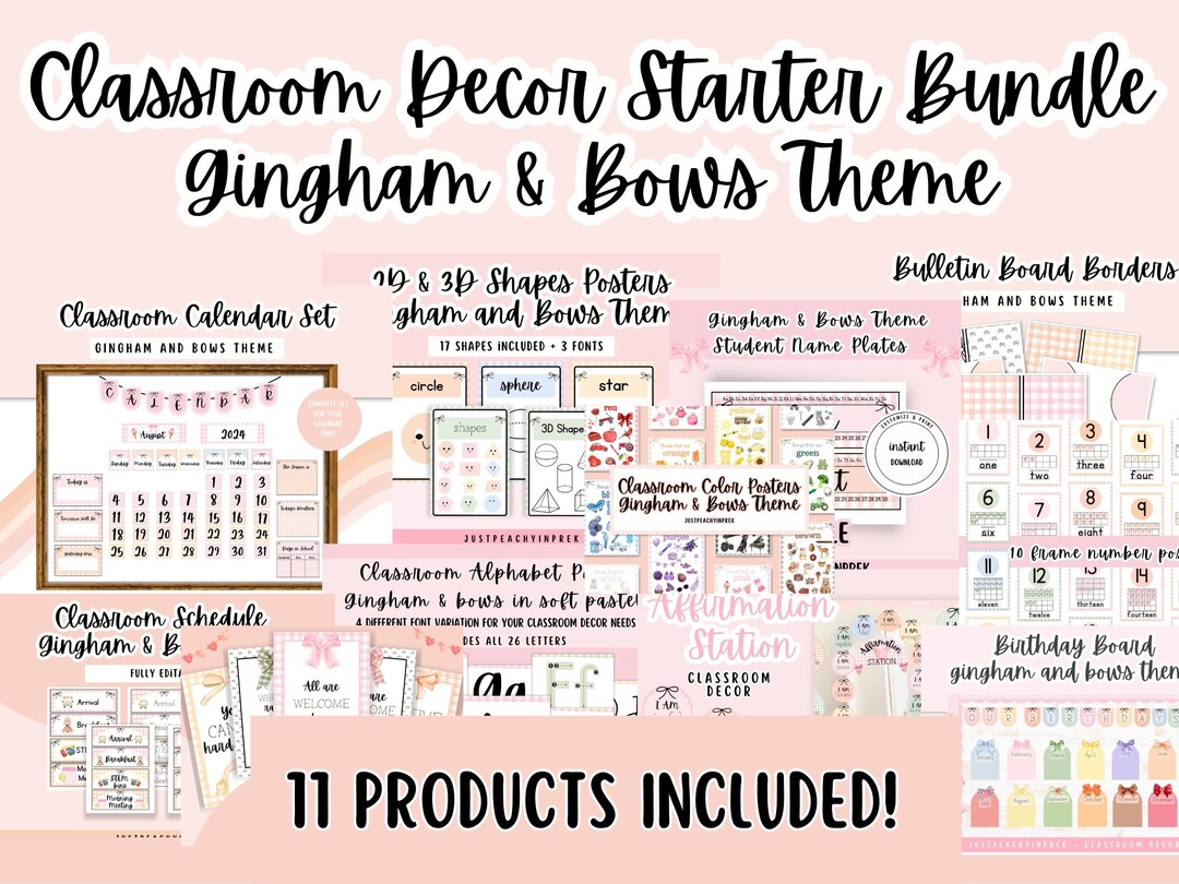 Gingham and Bows Classroom Decor Bundle (digital Download) - Etsy