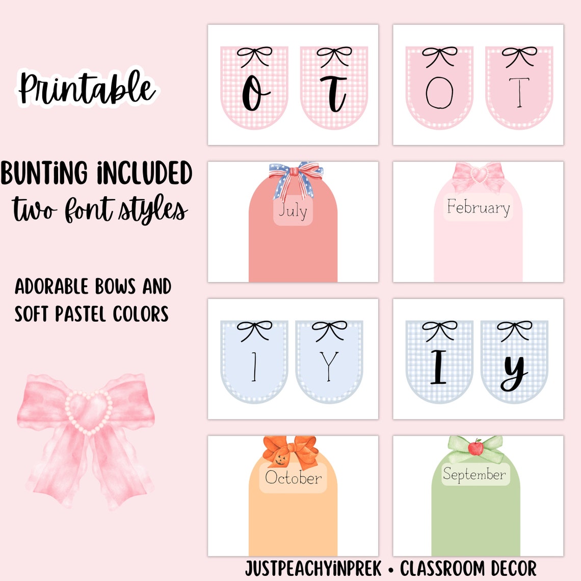 Gingham and Bows Classroom Birthday Board Set Classroom Decor Modern ...