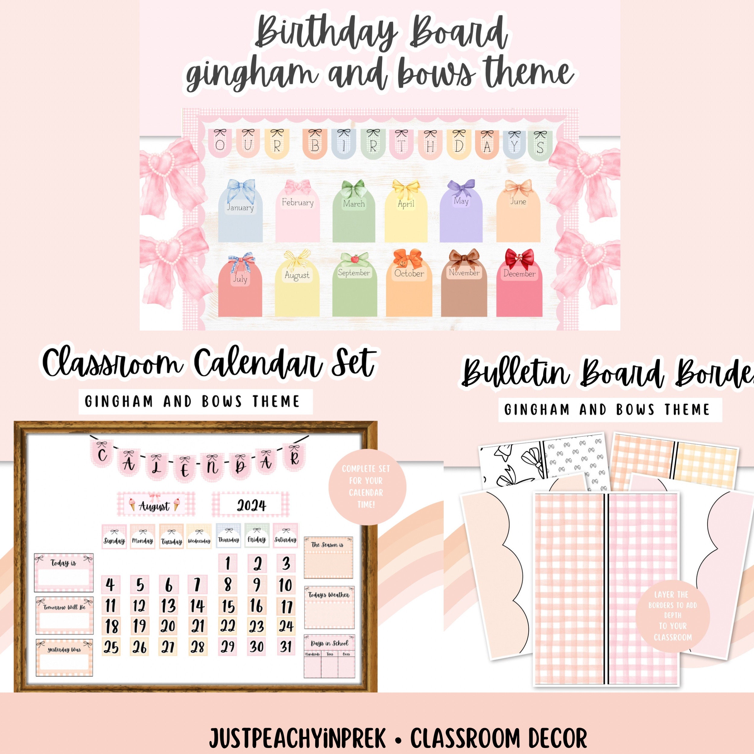 Gingham and Bows Classroom Decor Bundle (digital Download) - Etsy