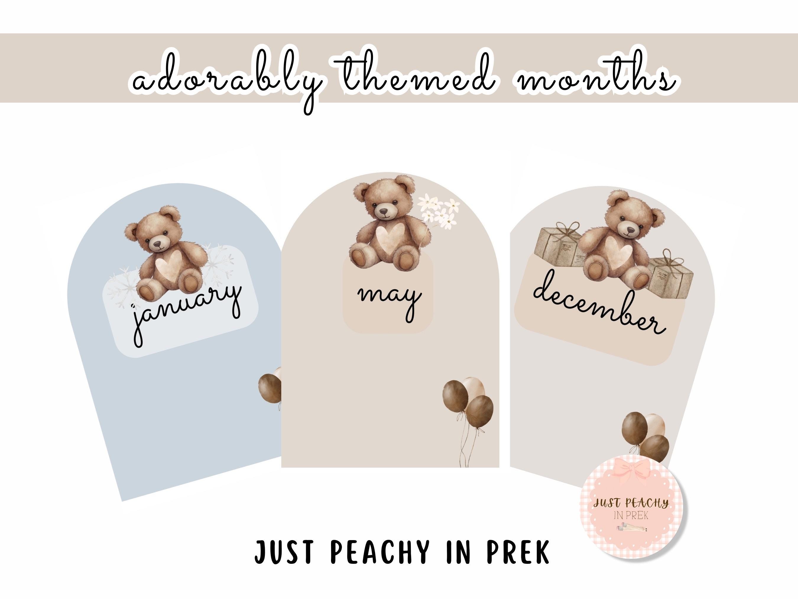 Teddy Bear Classroom Birthday Board | Neutral Gingham Decor (digital ...