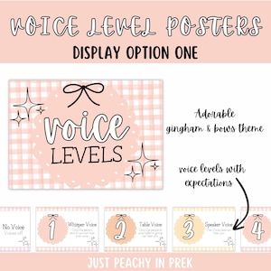 Editable Classroom Voice Level Posters in Gingham and Bows Theme ...