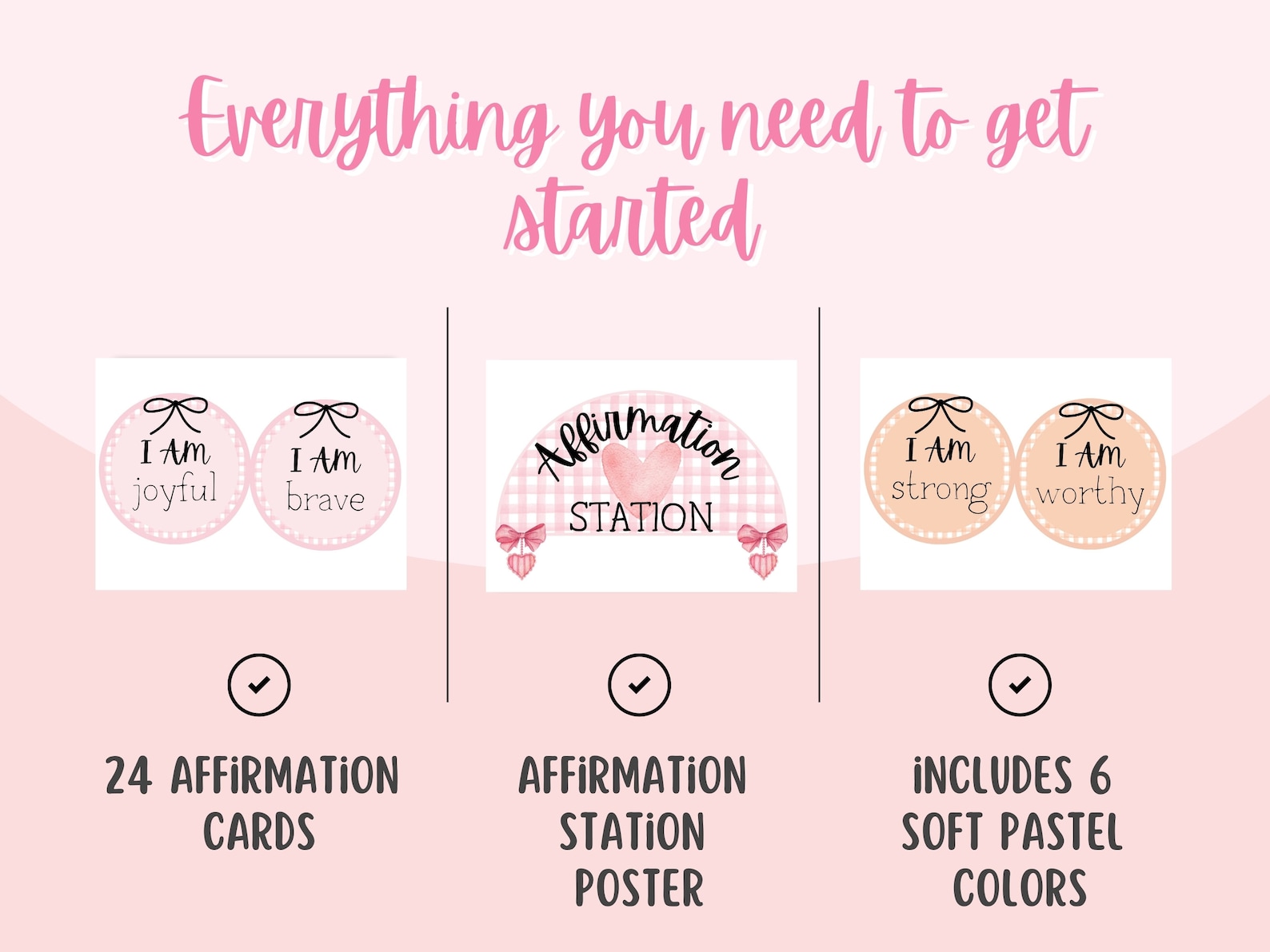 Gingham and Bows Classroom Theme Affirmation Station Set in Soft ...