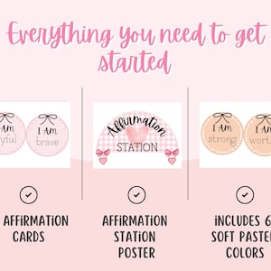 Gingham and Bows Classroom Theme Affirmation Station Set in Soft ...