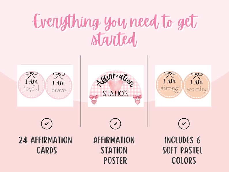 Gingham and Bows Classroom Theme Affirmation Station Set in Soft ...