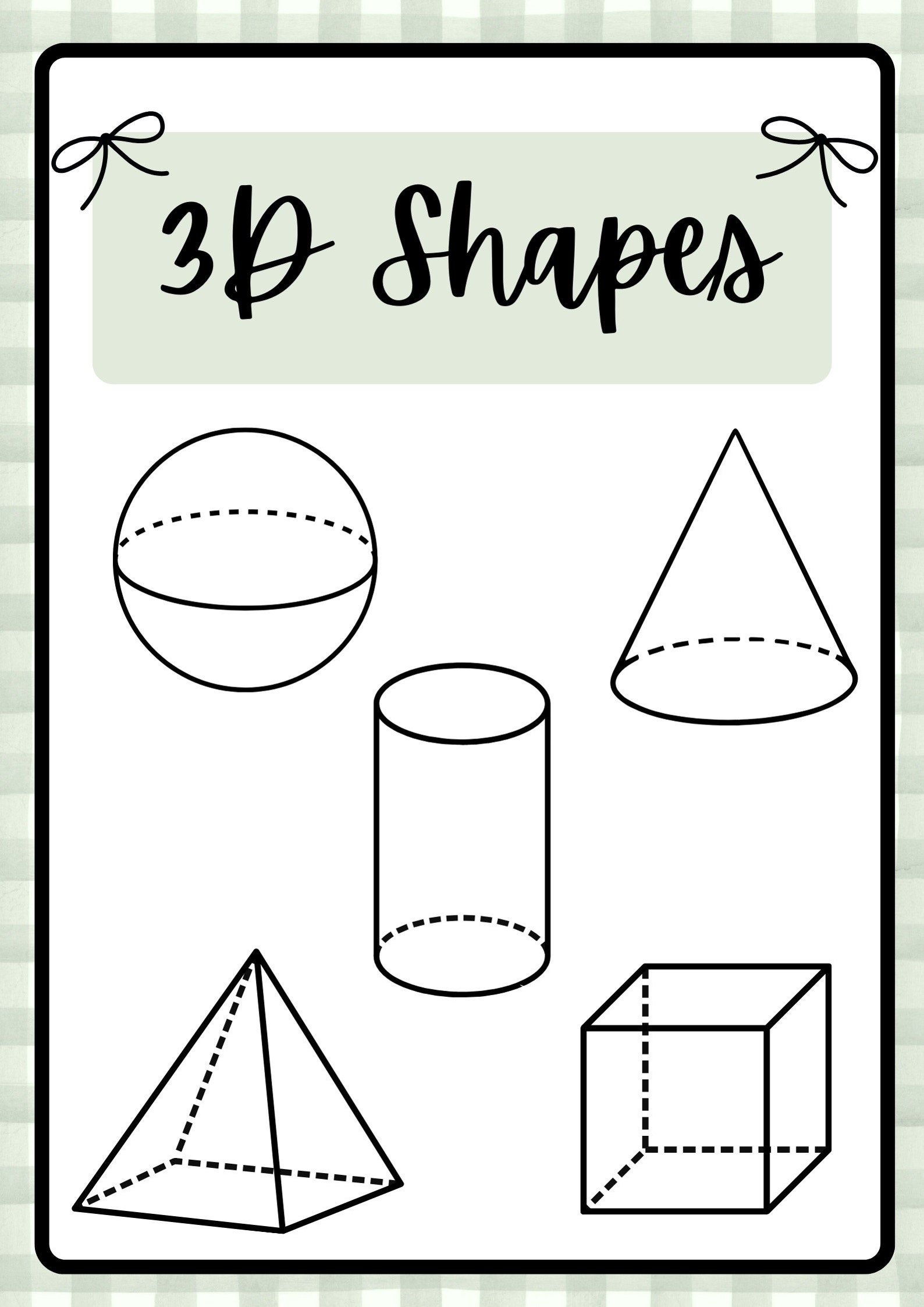 Gingham and Bows Theme Classroom 3D 2D Shapes Posters in Soft Pastel ...