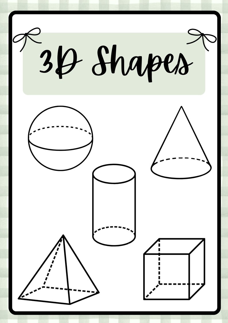 Gingham and Bows Theme Classroom 3D 2D Shapes Posters in Soft Pastel ...