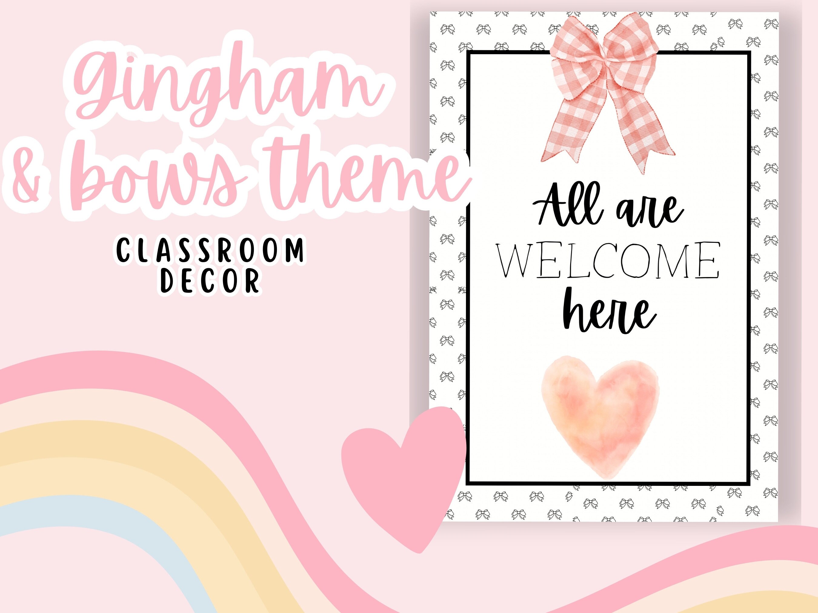 Classroom Motivational Posters Gingham and Bows Theme in Calm Pastels ...