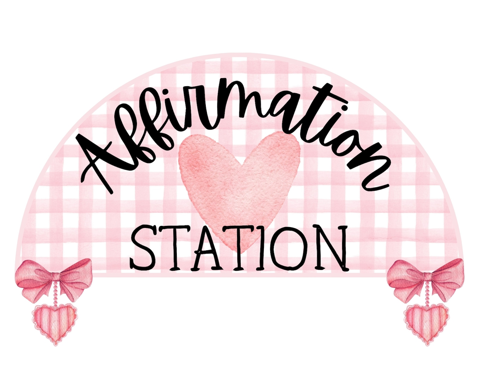 Gingham and Bows Classroom Theme Affirmation Station Set in Soft ...