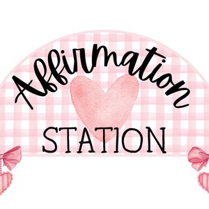 Gingham and Bows Classroom Theme Affirmation Station Set in Soft ...