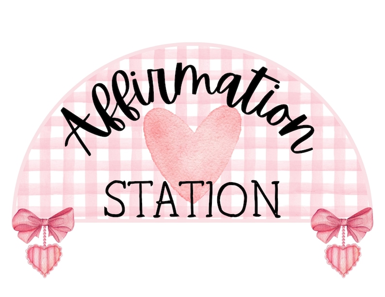 Gingham and Bows Classroom Theme Affirmation Station Set in Soft ...