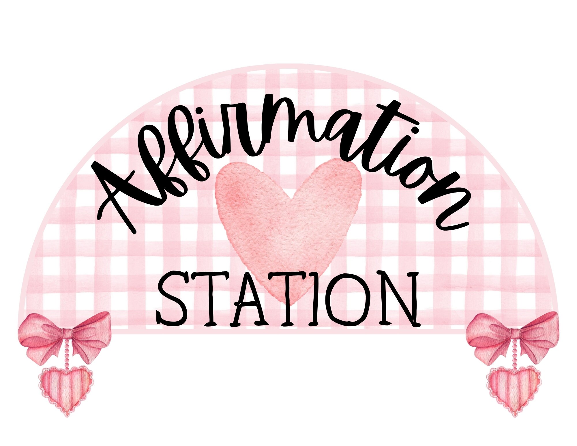 Gingham and Bows Classroom Theme Affirmation Station Set in Soft ...