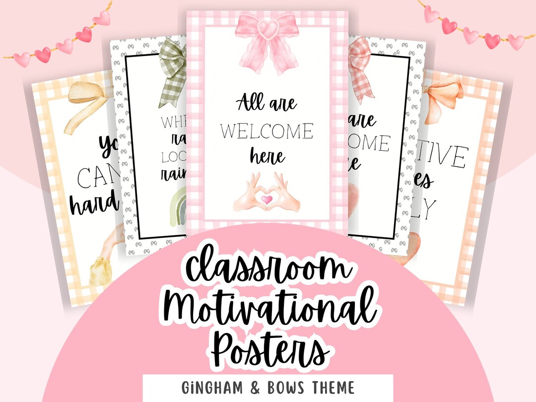 Gingham Bows Classroom Motivational Posters | Pastel Decor (digital ...