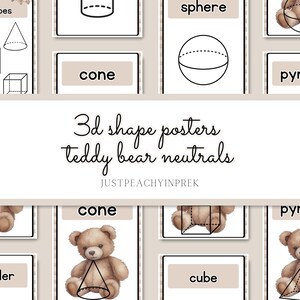 Classroom 2D & 3D Shapes Posters in Teddy Bear Neutrals Theme | Teacher ...
