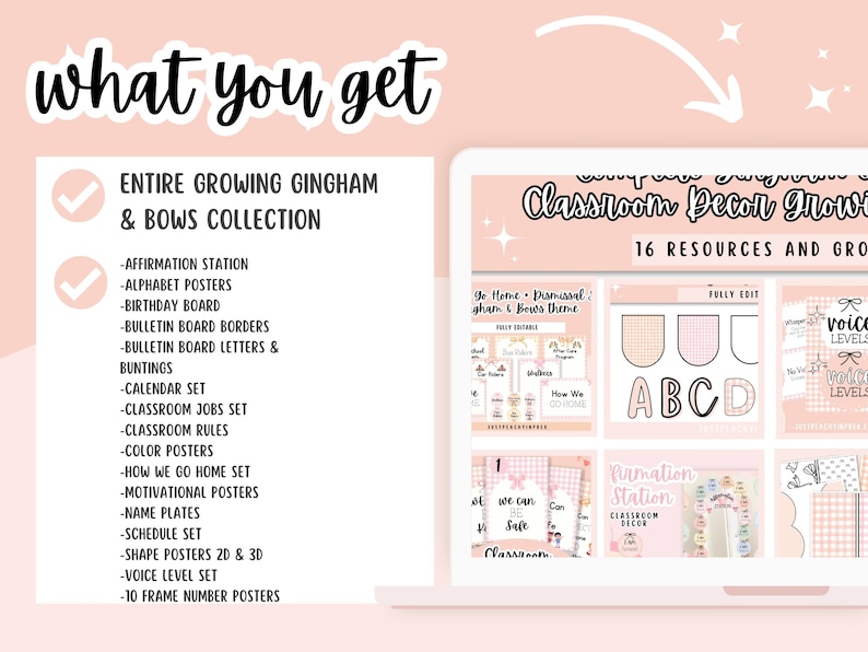Gingham Bows Classroom Decor Bundle | Teacher Printable (digital ...
