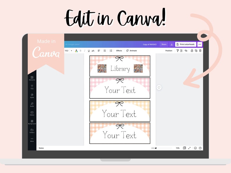 Gingham Bows Classroom Schedule | Editable Visuals (digital Download ...