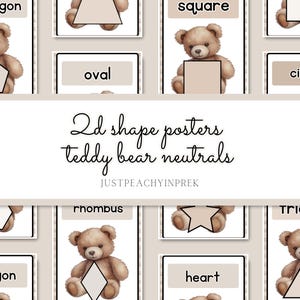 Classroom 2D & 3D Shapes Posters in Teddy Bear Neutrals Theme | Teacher ...