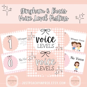 Editable Classroom Voice Level Posters in Gingham and Bows Theme ...