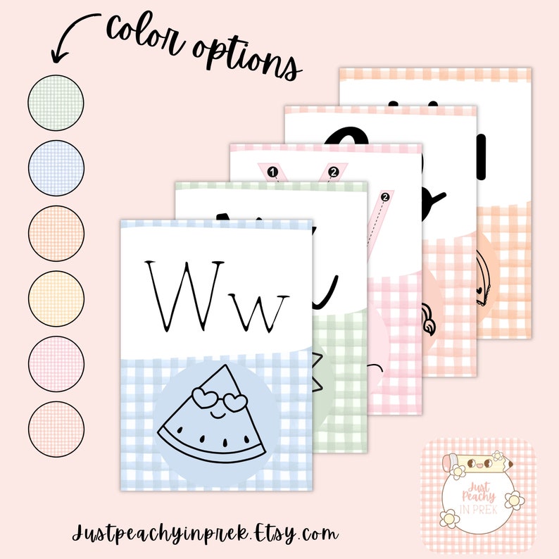 Gingham & Bows Classroom Alphabet Posters | 4 Fonts (digital Download ...