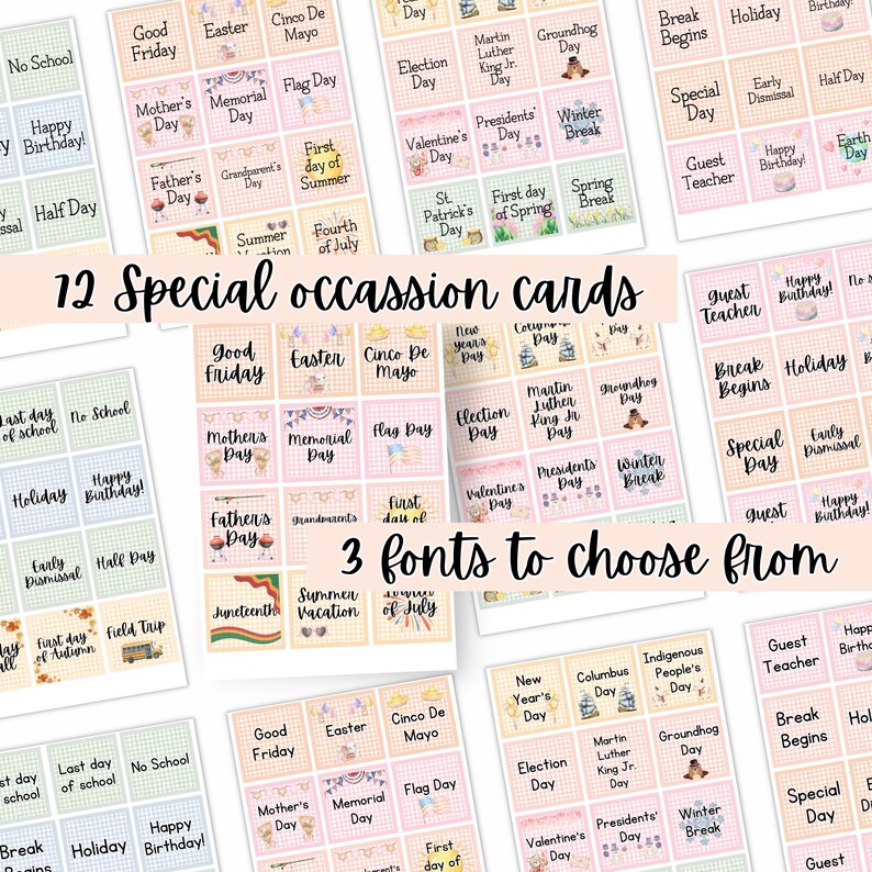 Gingham and Bows Classroom Calendar Set | Pastel Teacher Printable ...