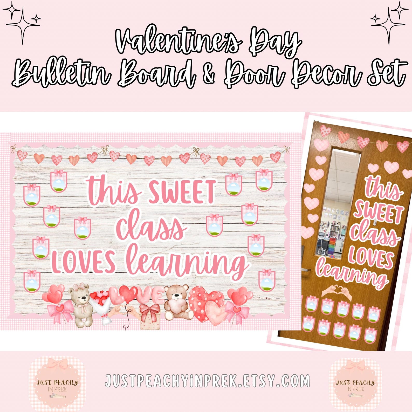Valentine's Day Bulletin Board Kit | Gingham & Bows Classroom Decor ...