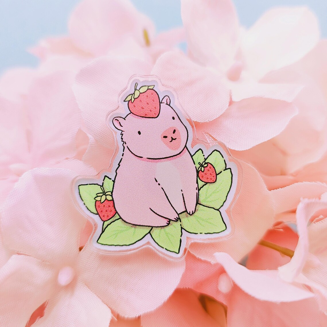 Capyberry Acrylic Pin Kawaii Pin Cute Capybara Pin - Etsy