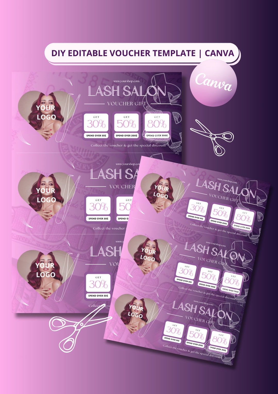 DIY EDITABLE Voucher Template, Voucher Template, Lash Voucher, Salon ...