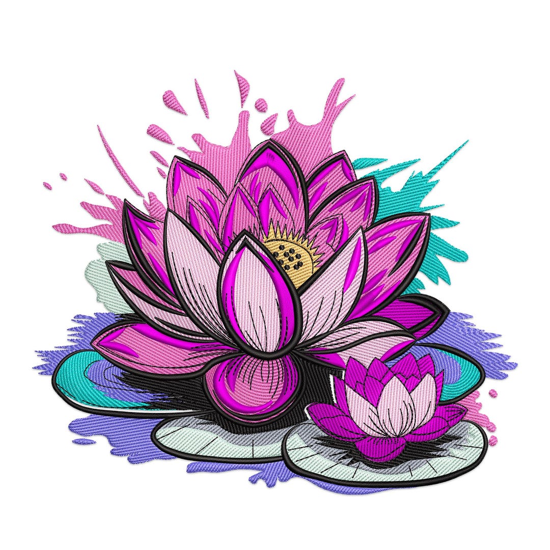 Lotus Flower Machine Embroidery Design: Floral Art (PES File) - Etsy