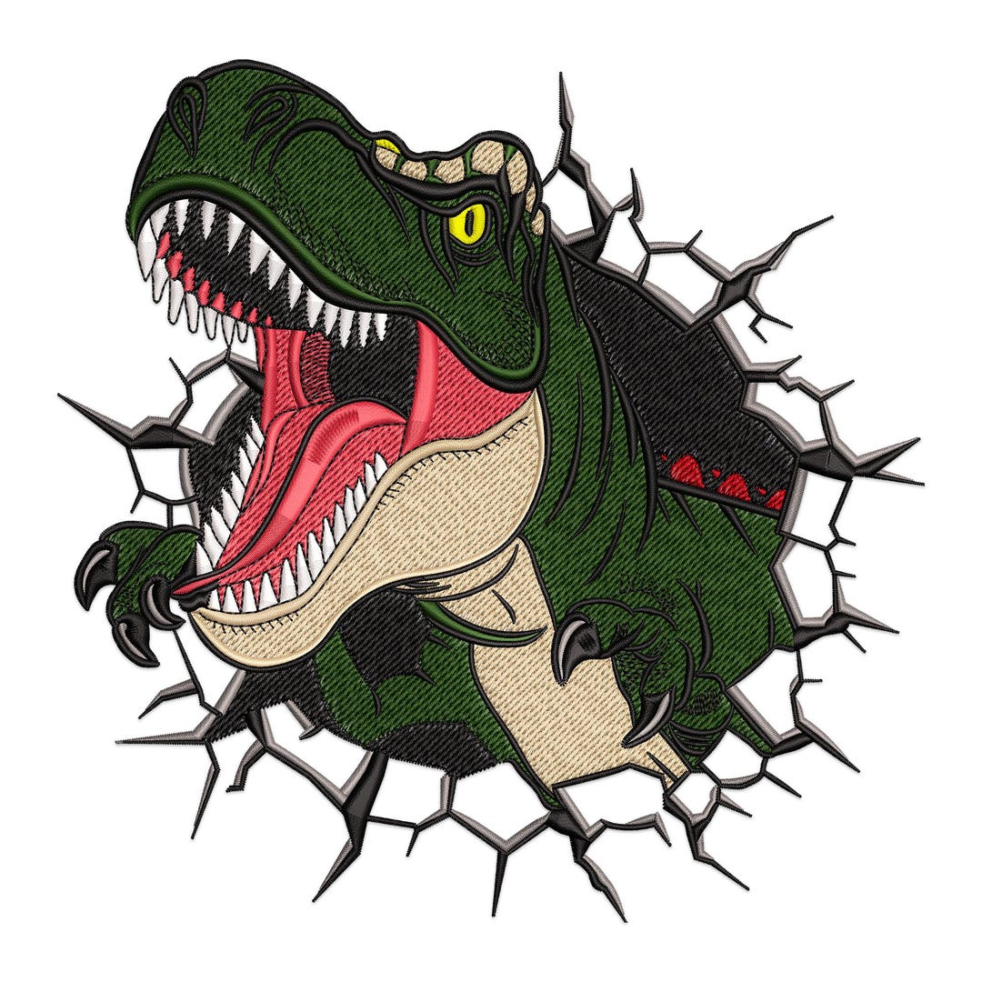 Dinosaur Embroidery Design, T-rex Machine Embroidery Design, Cute ...