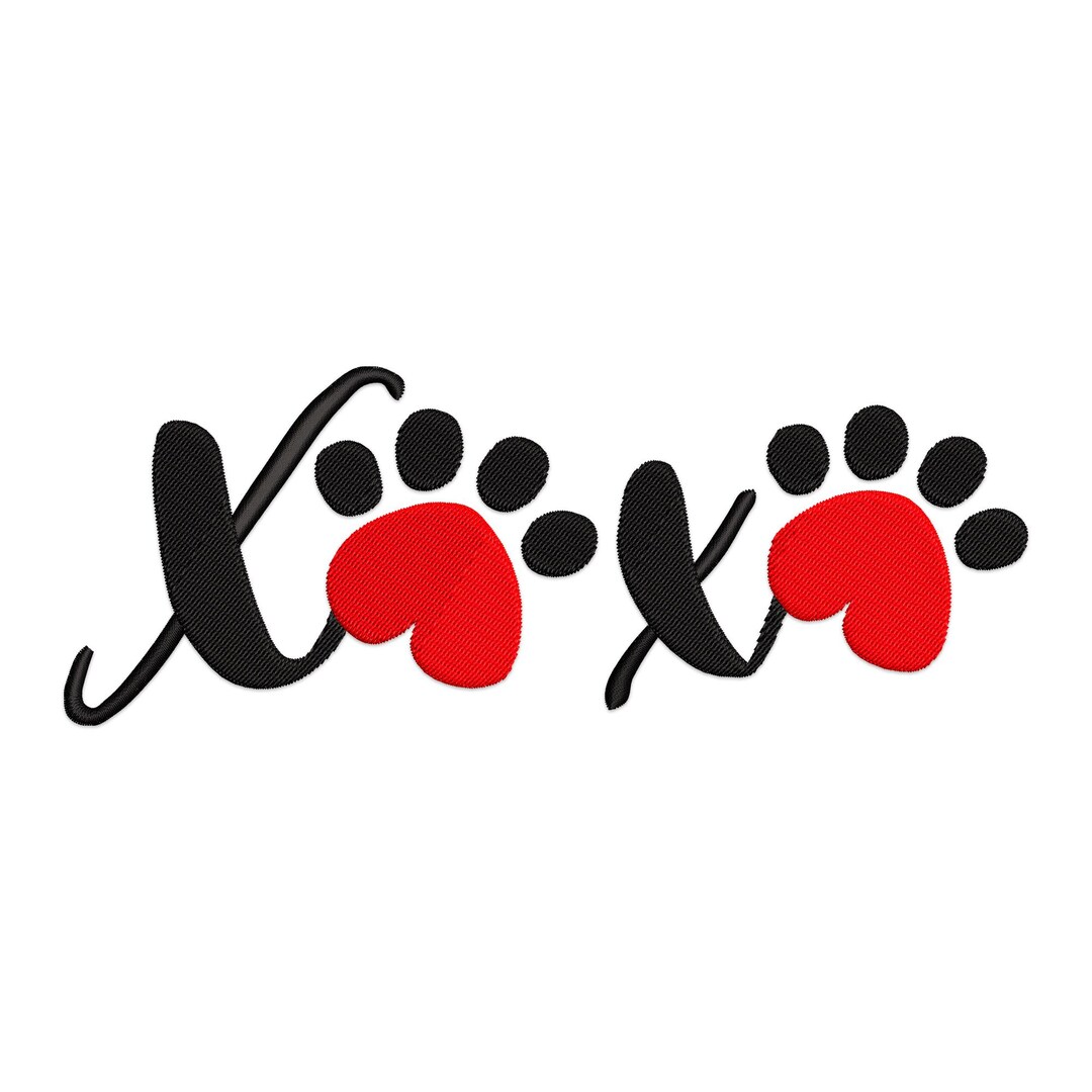 XOXO Paw Embroidery Design, XOXO With Dog Paw Valentine Machine ...