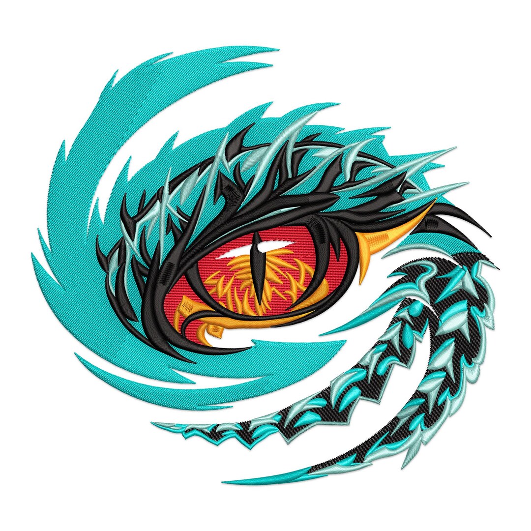 Dragon Eye Embroidery Design: Mystic Fantasy Creature (PES, DST, EXP ...