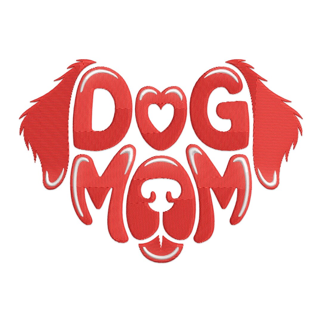 Dog Mom Embroidery Design, Puppy Face Lettering (PES, DST, EXP) - Etsy