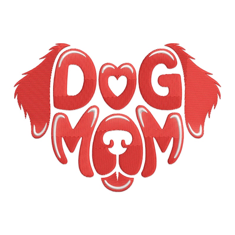 Dog Mom Embroidery Design, Puppy Face Lettering (PES, DST, EXP) - Etsy