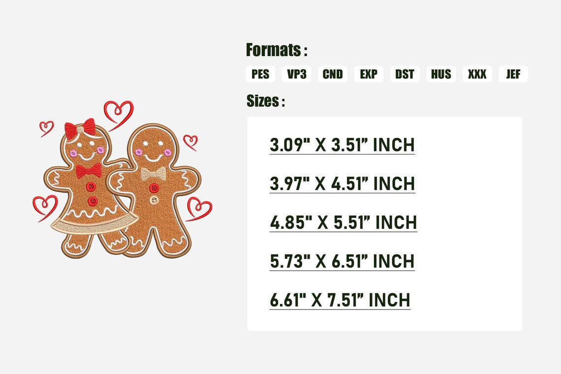 Gingerbread Cookie Embroidery Design, Christmas Gingerbread Cookie With ...