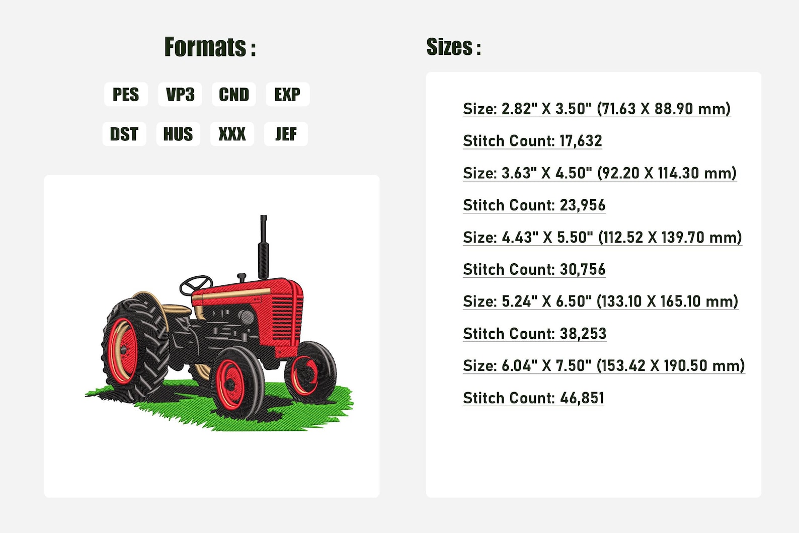 Tractor Embroidery Design, Red Farm Tractor Machine Embroidery Design ...