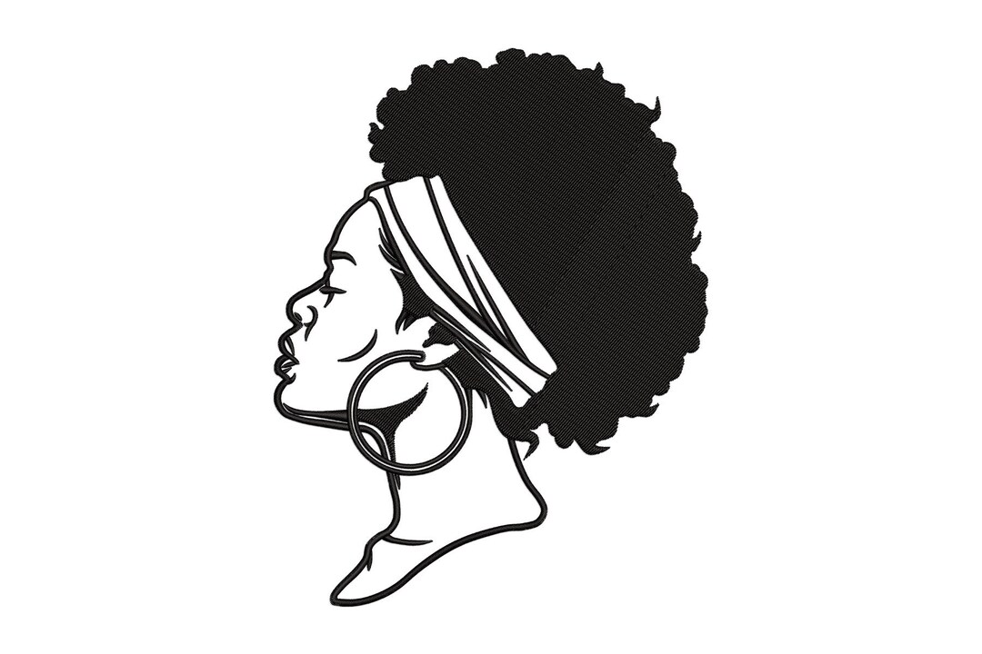 Afro Woman Embroidery Design: Black Girl Machine Embroidery File - Etsy