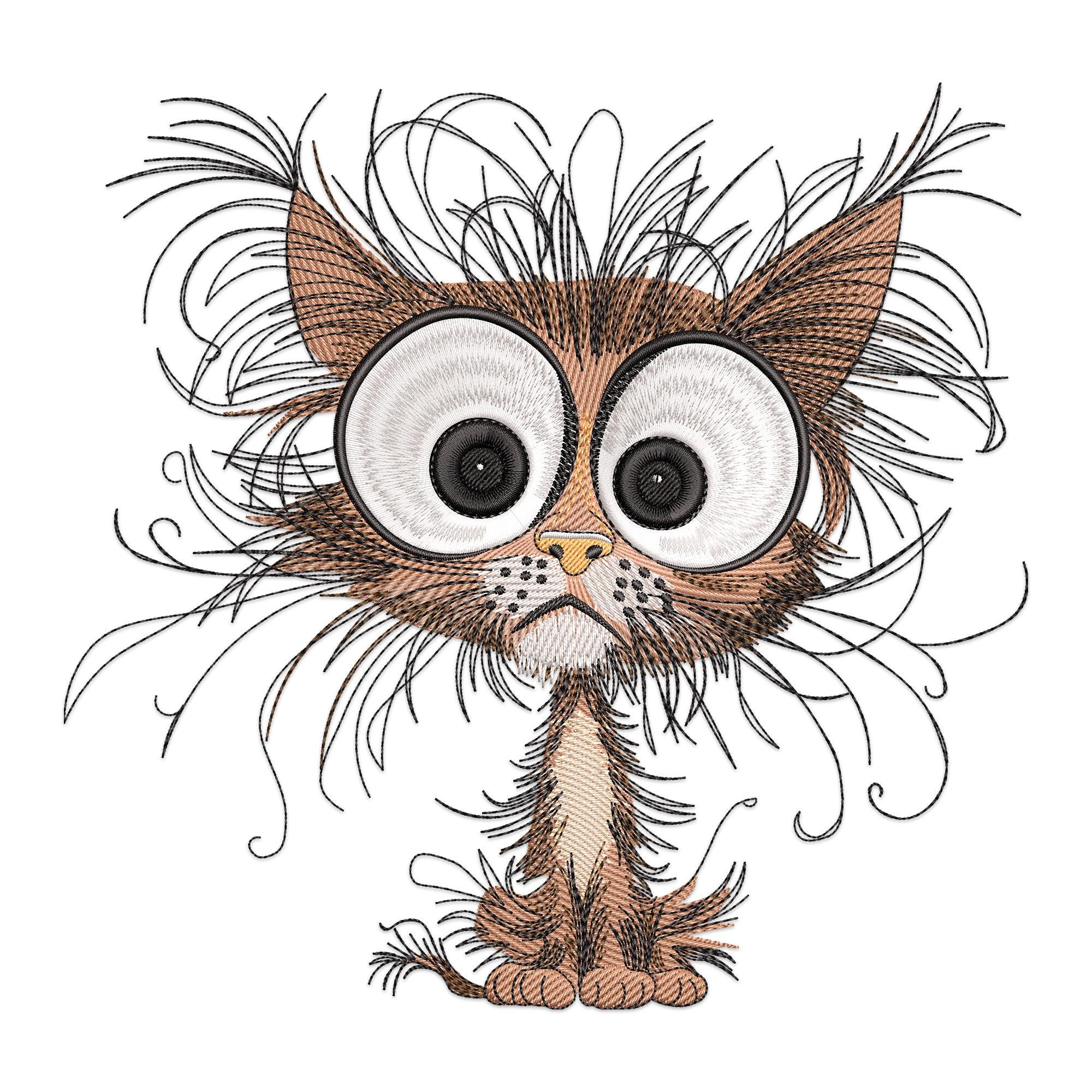 Frazzled Cat Embroidery Design, Funny Pet Embroidery File - Etsy