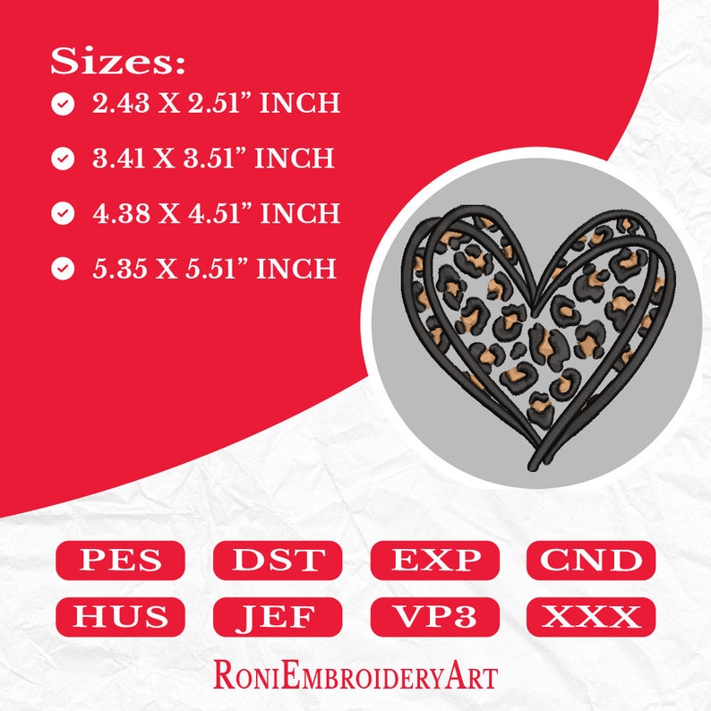Leopard Heart Embroidery Design, Valentine Day Leopard Heart Print ...