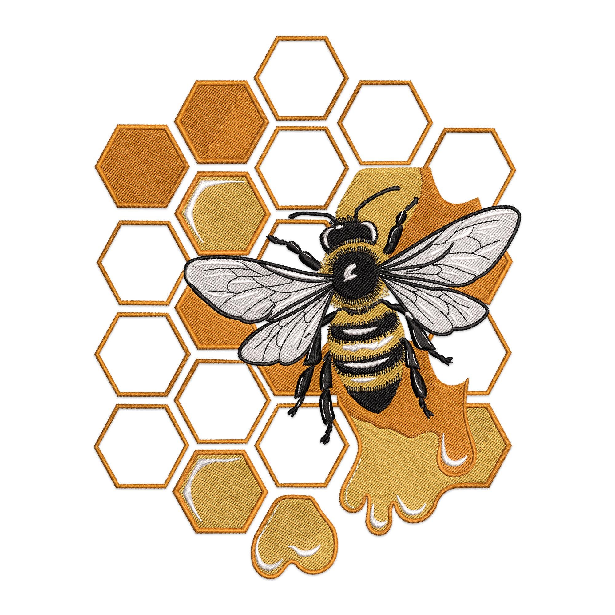 Bee and Honeycomb Embroidery Design . Honeycomb Embroidery Design ...