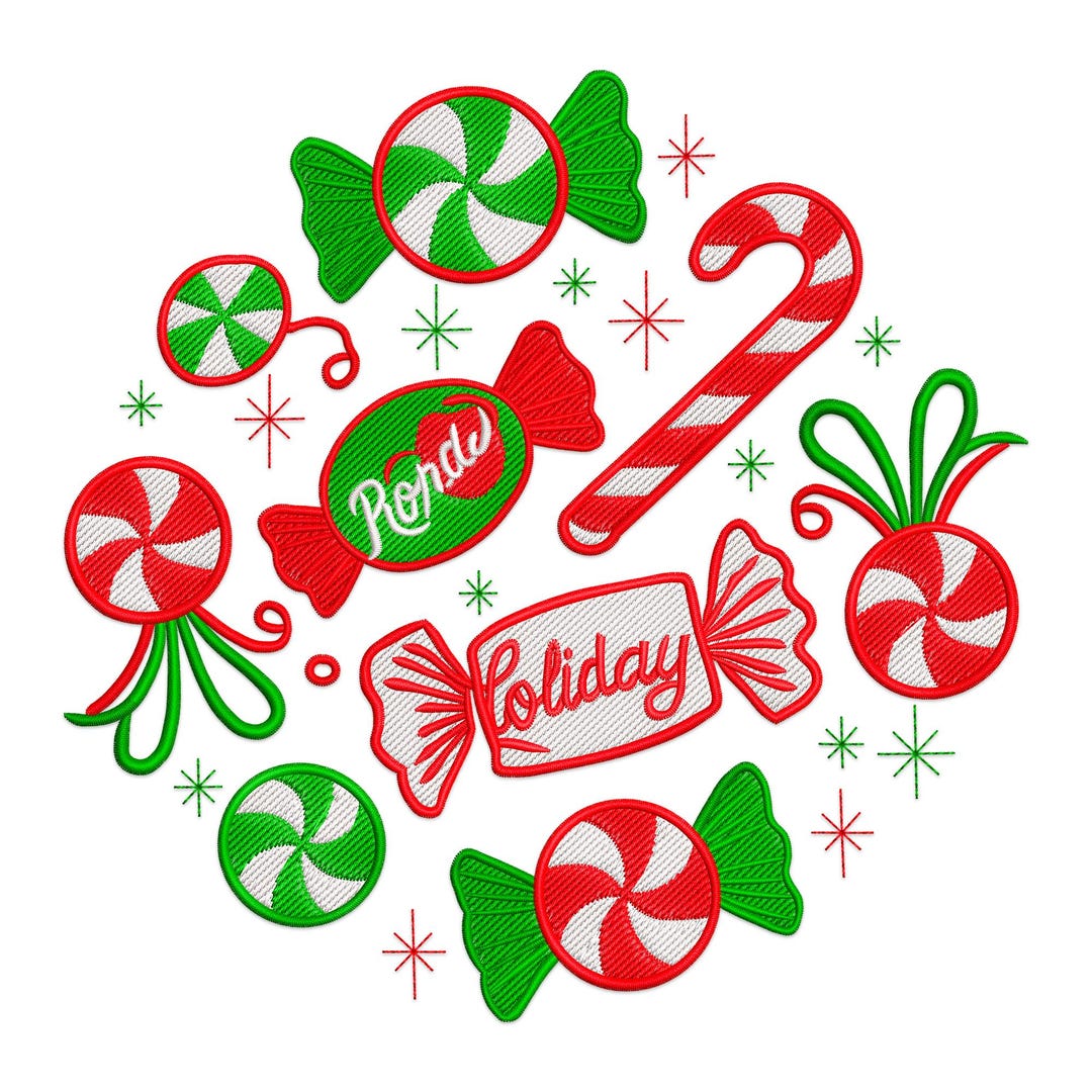 Christmas Candies Embroidery Design, Christmas Peppermint Candy Machine ...
