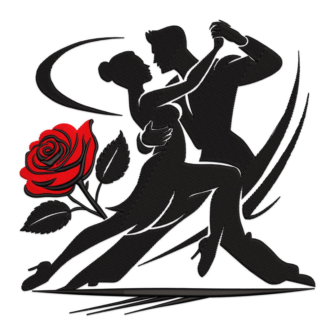 Tango Couple With Rose Embroidery Design (PES File) - Etsy