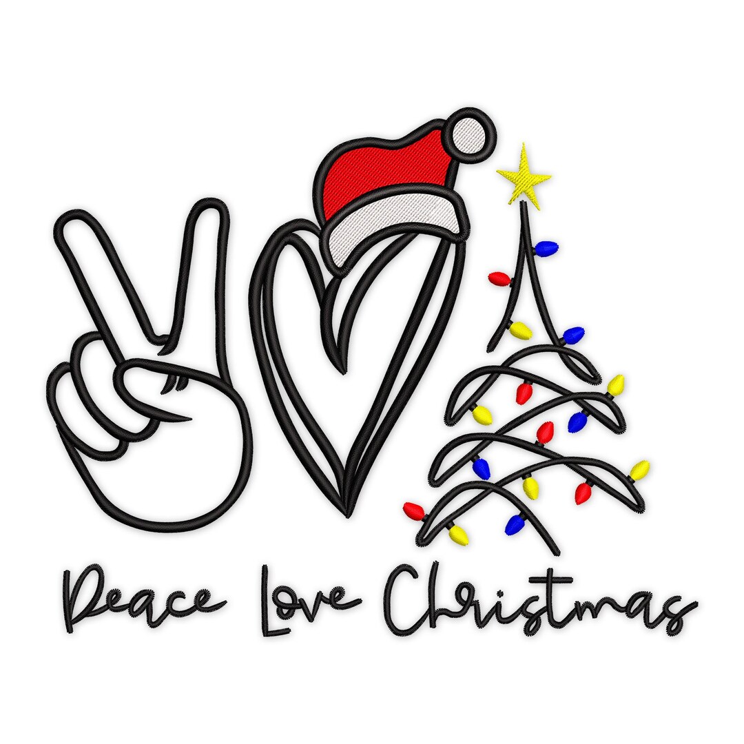 Peace Love Christmas Embroidery Design, Peace Love Christmas With ...