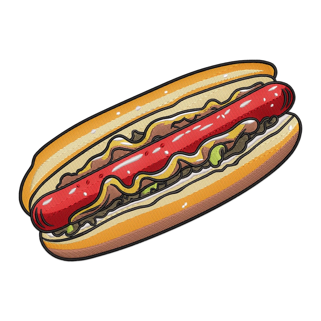 Realistic Hot Dog Embroidery Design, Fast Food Pattern (digital ...