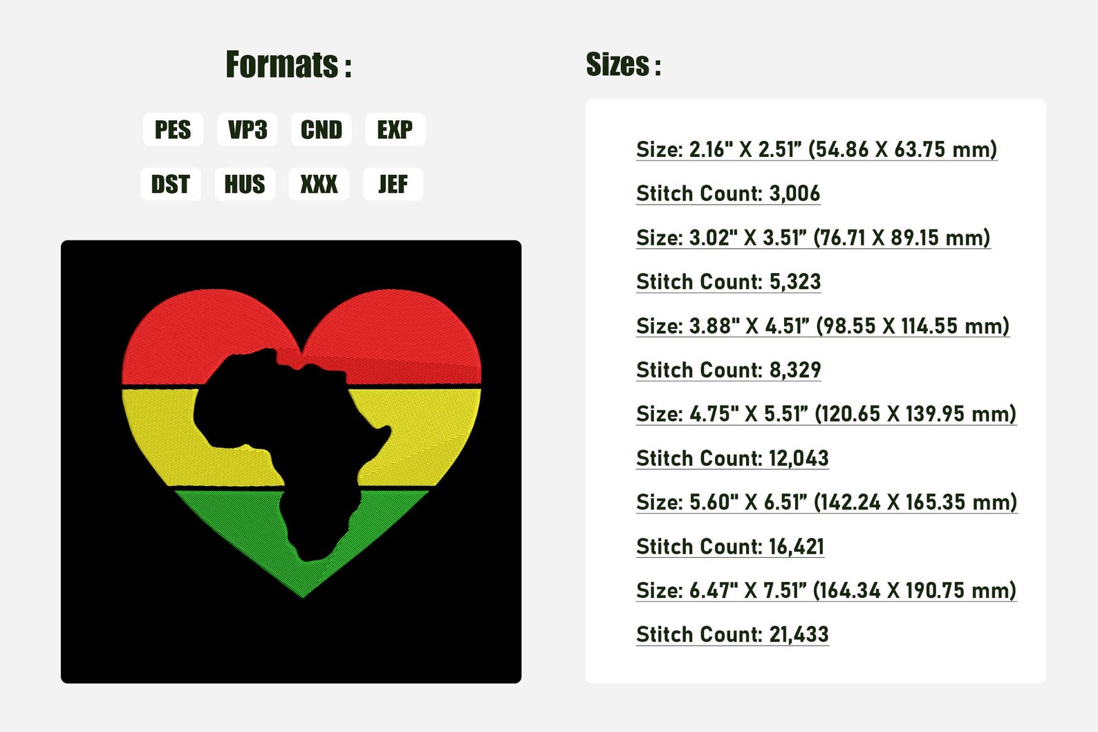 African Heart Embroidery Design: Black History, Juneteenth (PES File ...