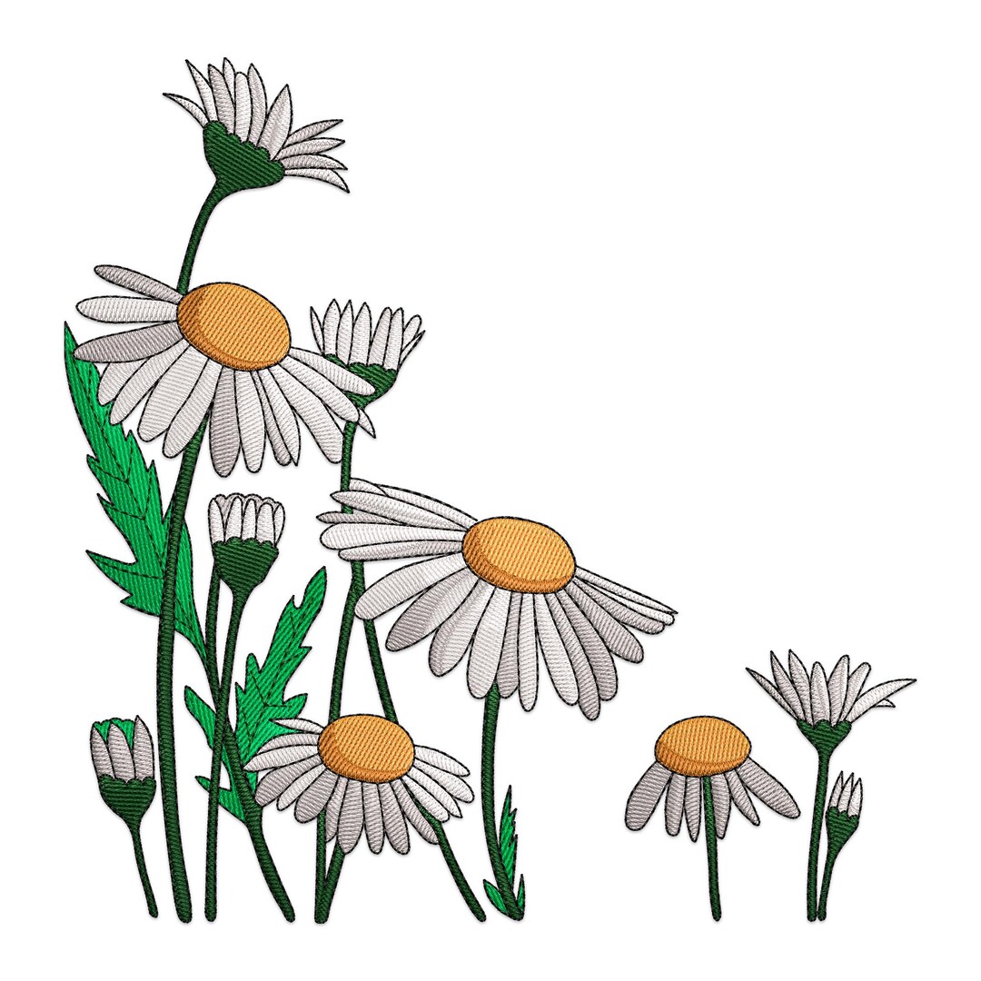 Wildflower Meadow Embroidery Design: Daisy & Clover (PES File) - Etsy