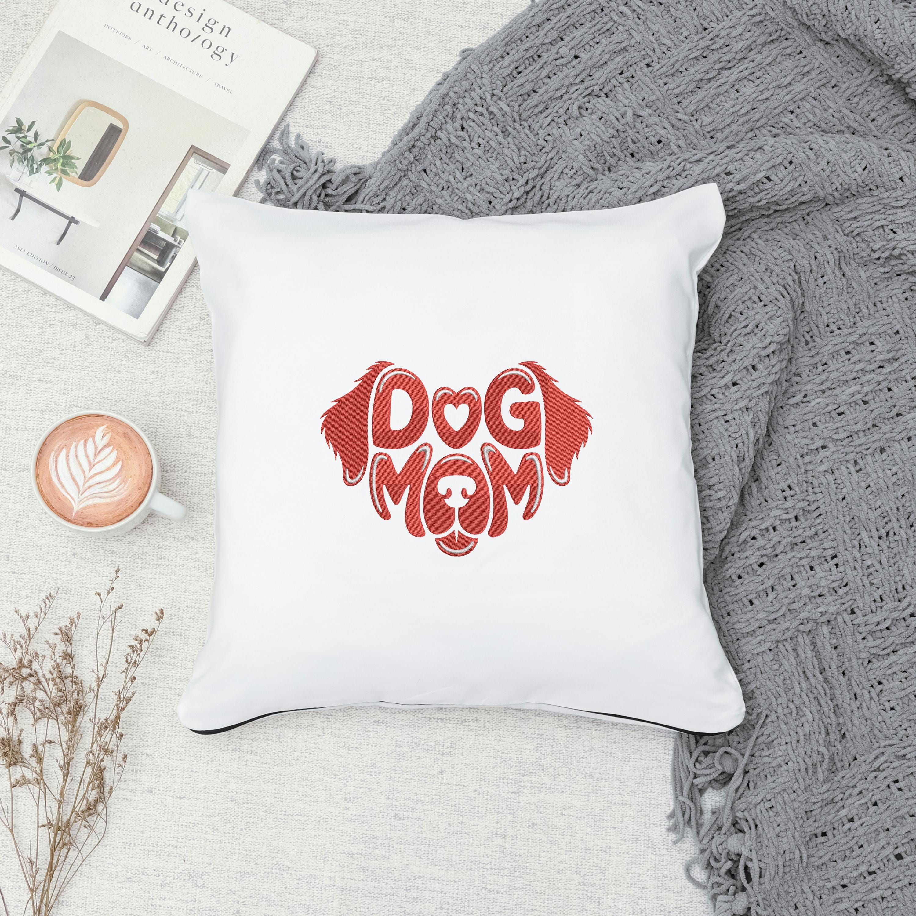 Dog Mom Embroidery Design, Puppy Face Lettering (PES, DST, EXP) - Etsy