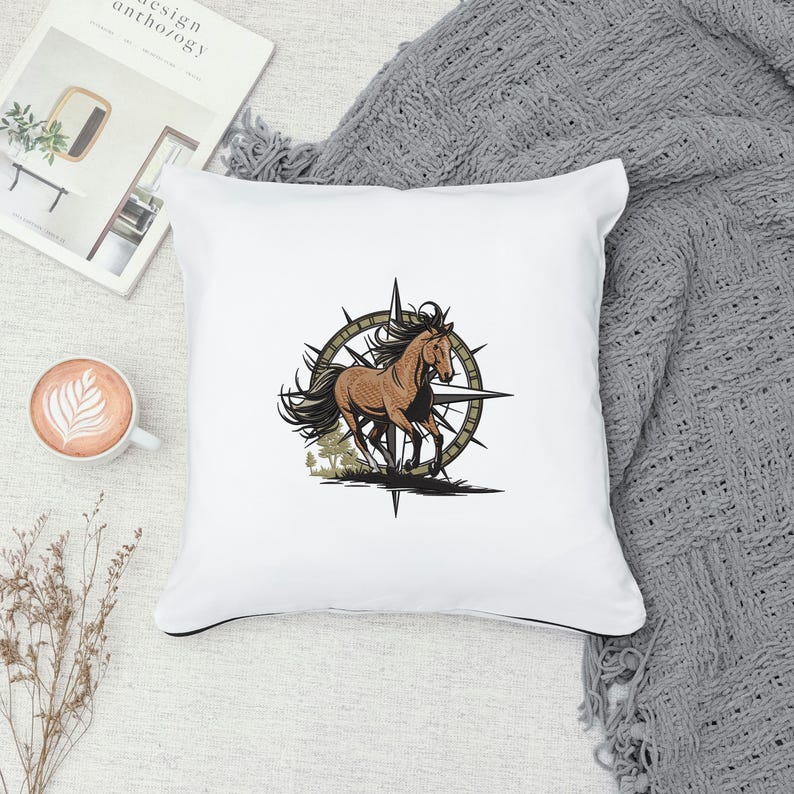 Horse Compass Machine Embroidery Design, Adventure Animal (PES, DST ...