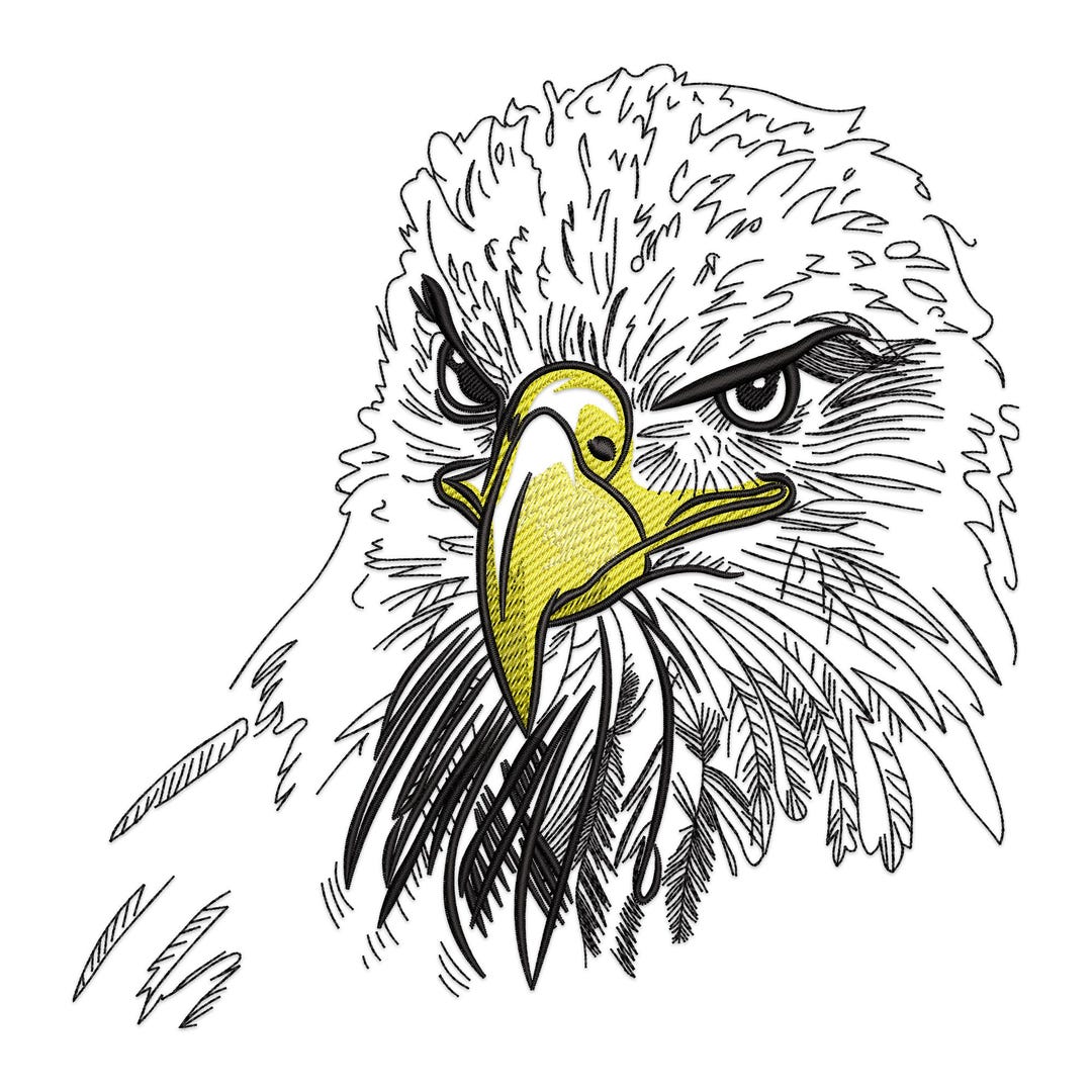Eagle Head Embroidery Design: American Bird Fill Stitch (PES, DST, EXP ...