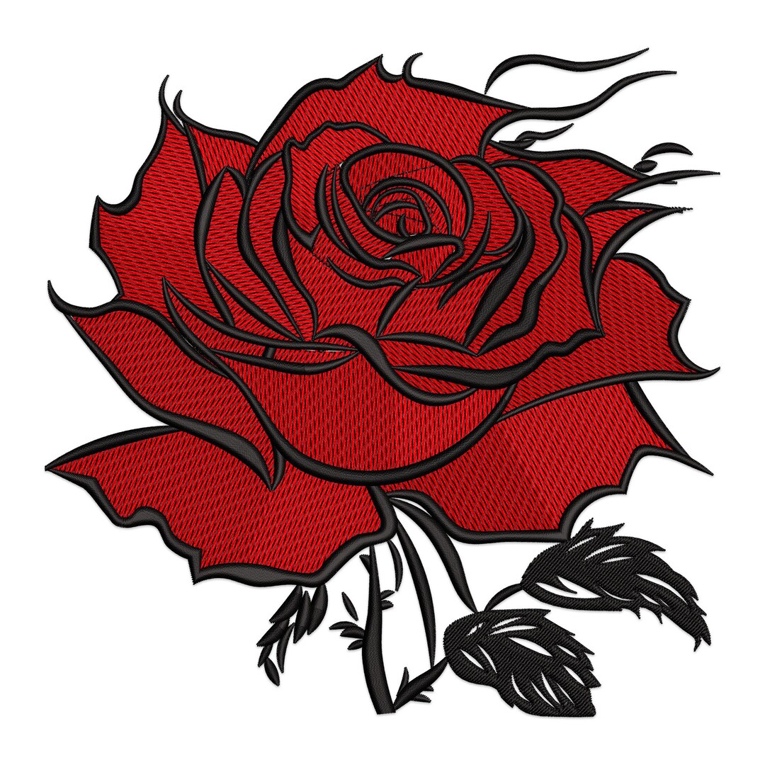 Red Rose Embroidery Design, Valentine's Day Red Rose Machine Embroidery ...