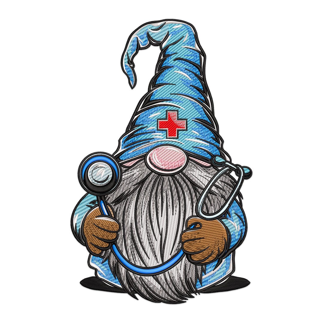 Doctor Gnome Embroidery Design: Medical Nurse Pattern (digital Download ...